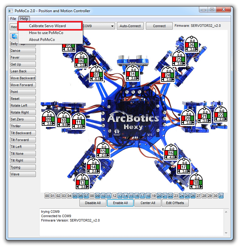 Arcbotics How To Calibrate Offsets In Pomoco